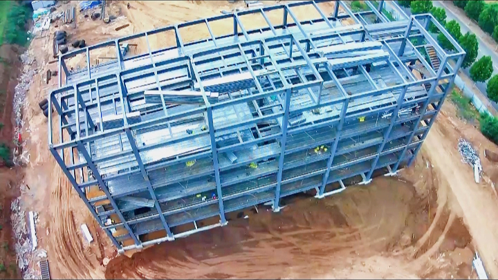 钢结构楼房施工安装,蔚蓝钢结构土建,钢结构一体化服务