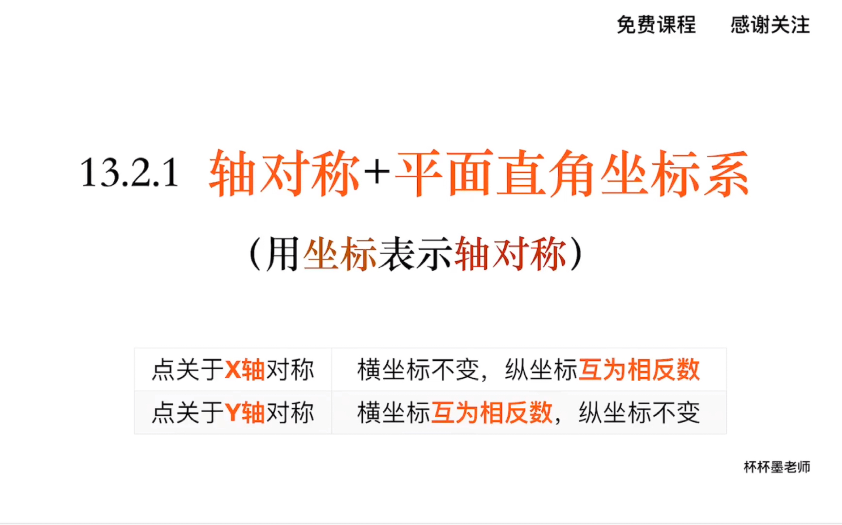 轴对称与平面直角坐标系(用坐标表示对称轴)