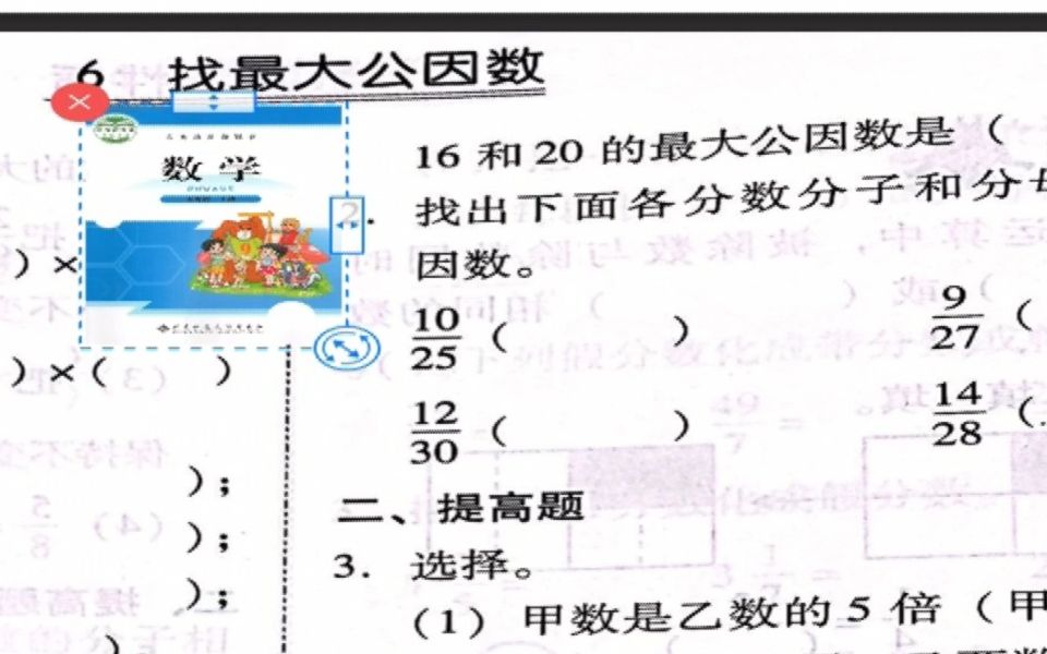 五年级数学北师大上册第五单元分数的意义第六节找最大公因数练习课