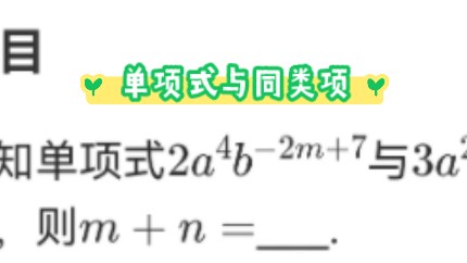单项式与同类项