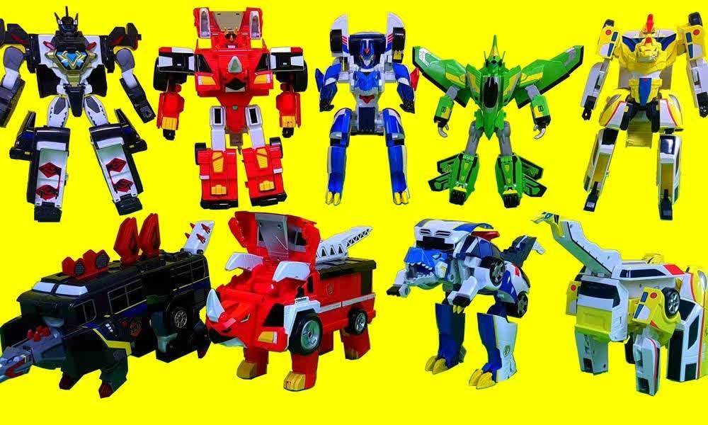 玩具动画:炫彩救护车消防车机器人玩具改造