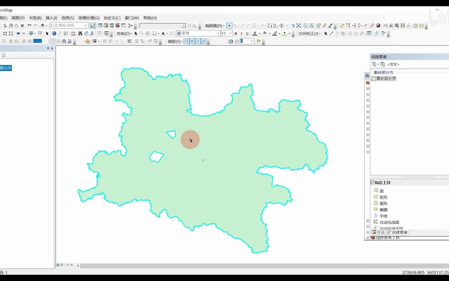 Arcgis创建和填充带有孔洞的面