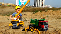 儿童动画 起重机吊车救援工程车 挖掘机视频 工程车动画片大全