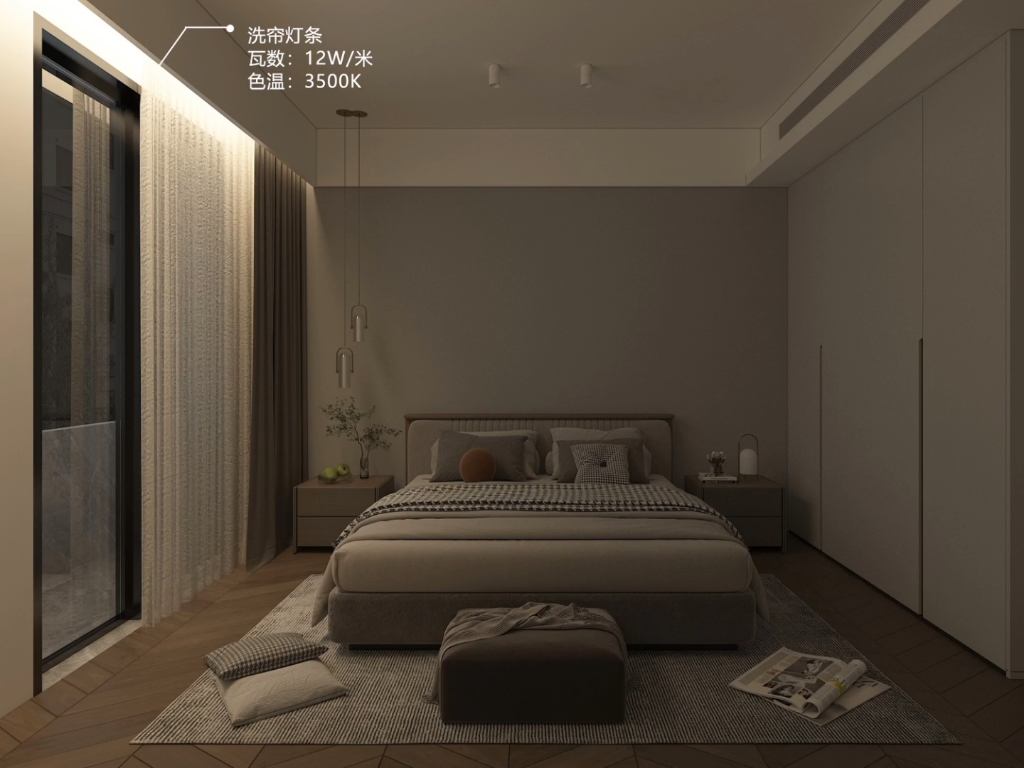 自主设计无主灯卧室∣15㎡客房篇