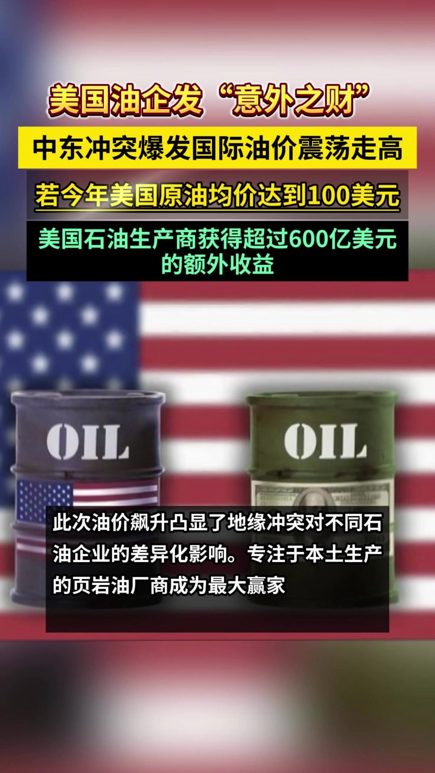 ...美元,美国油企或获超600亿美元"意外之财" #财经 #原油 #油价 #美国