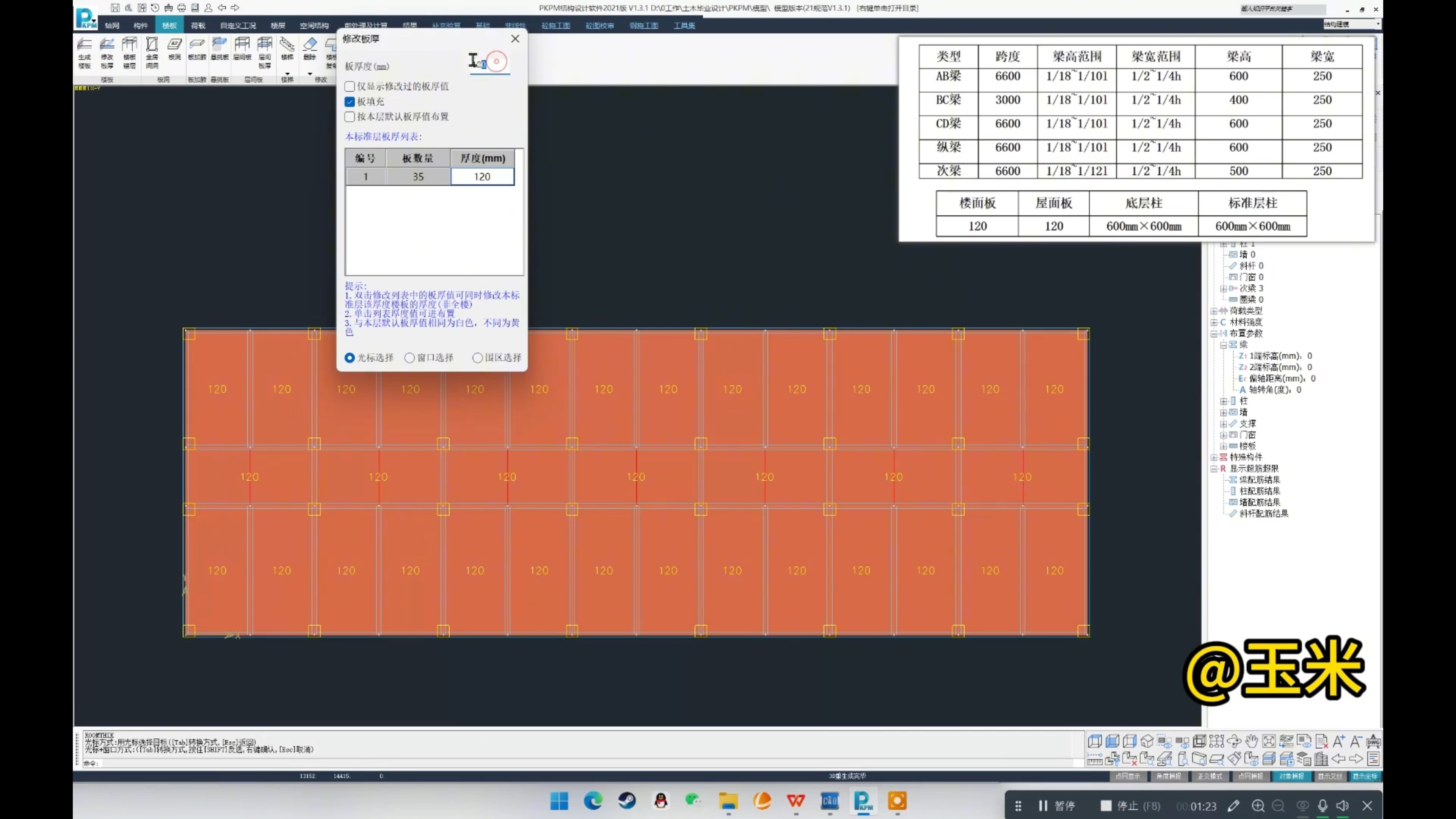 土木建筑工程毕业设计怎么做?PKPM-3-柱子、楼面板绘制 本人视频...