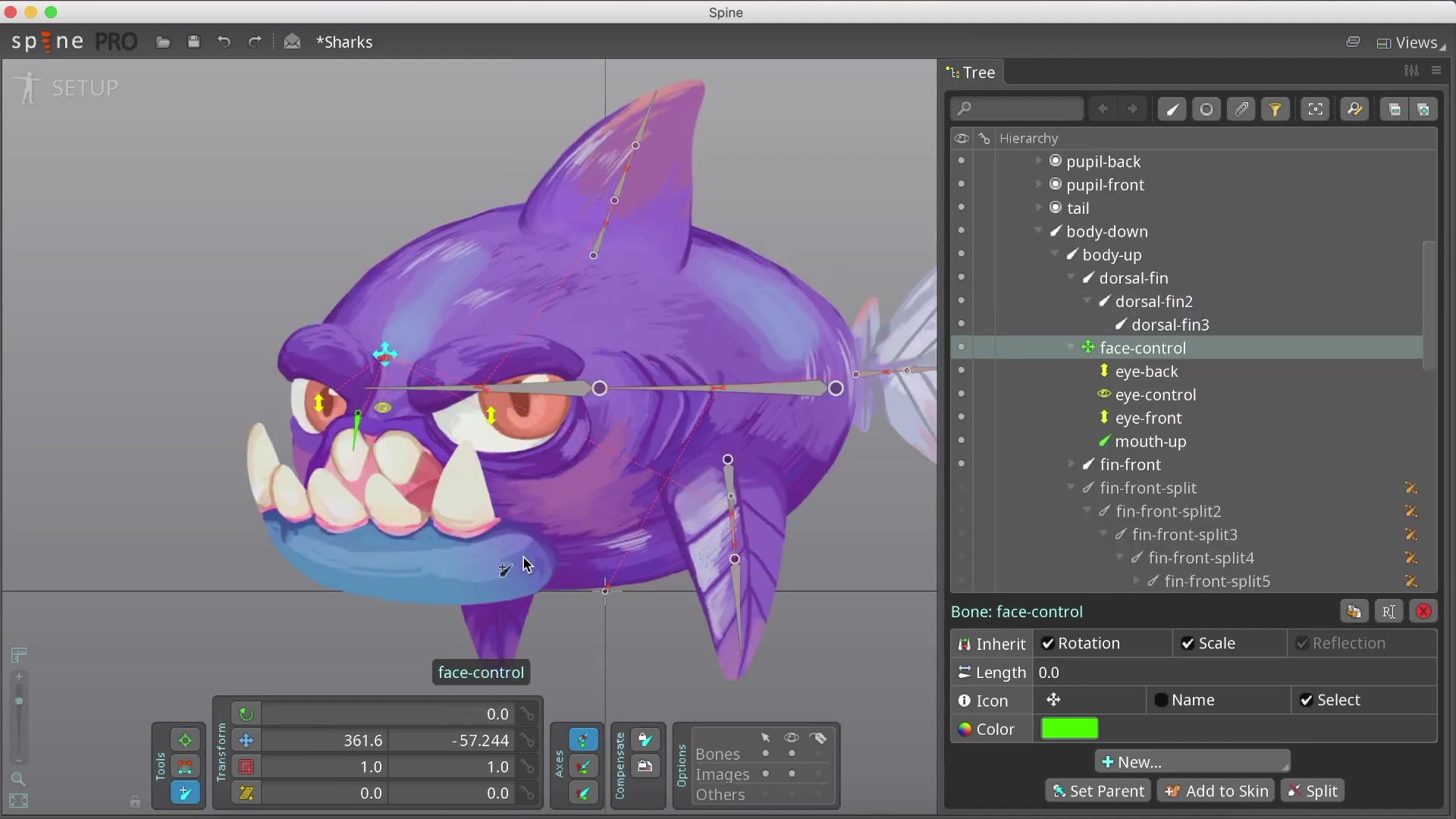 Spine 2D 教程 –皮肤方向特征分解