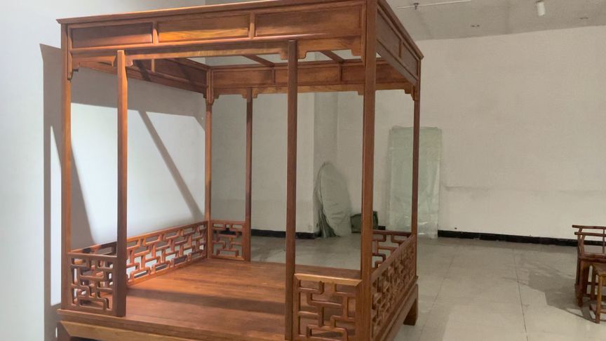 缅甸花梨木架子床,可以全拆装的大床,淡淡的清香