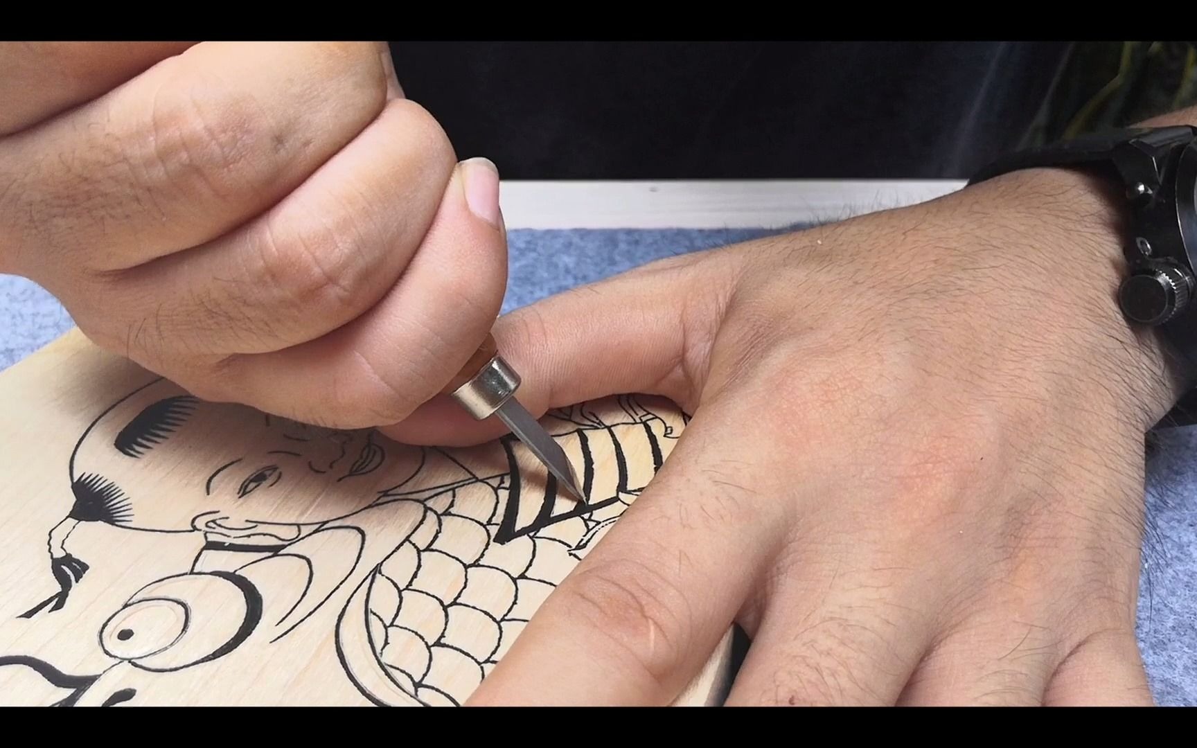 中国传统水印木刻教学视频之刻线