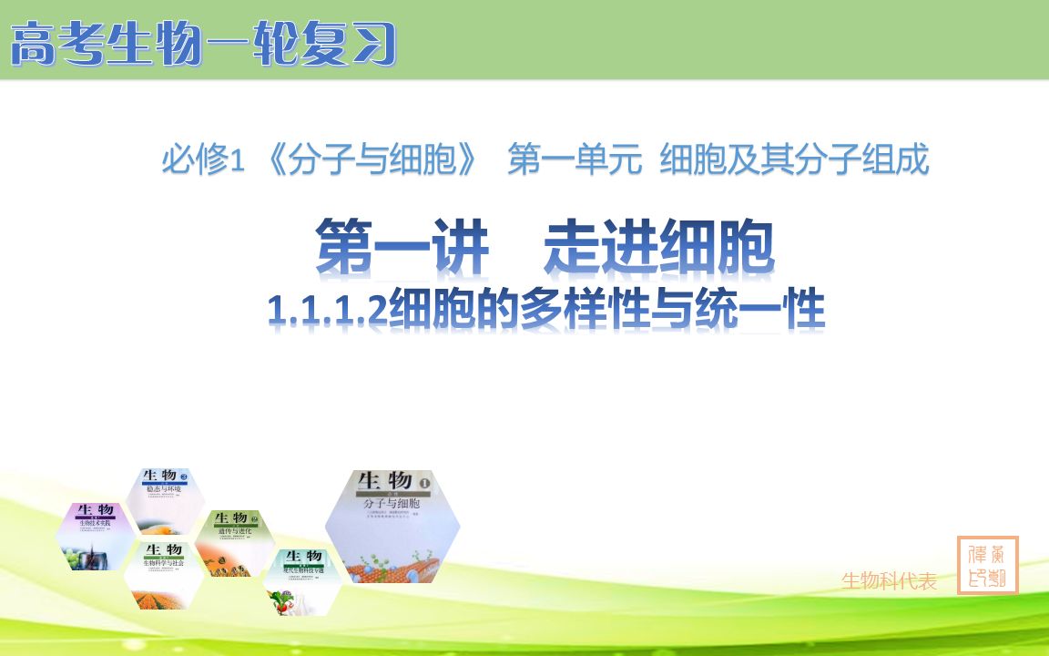高考生物一轮复习:1.1.1.2走进细胞——细胞的多样性与统一性