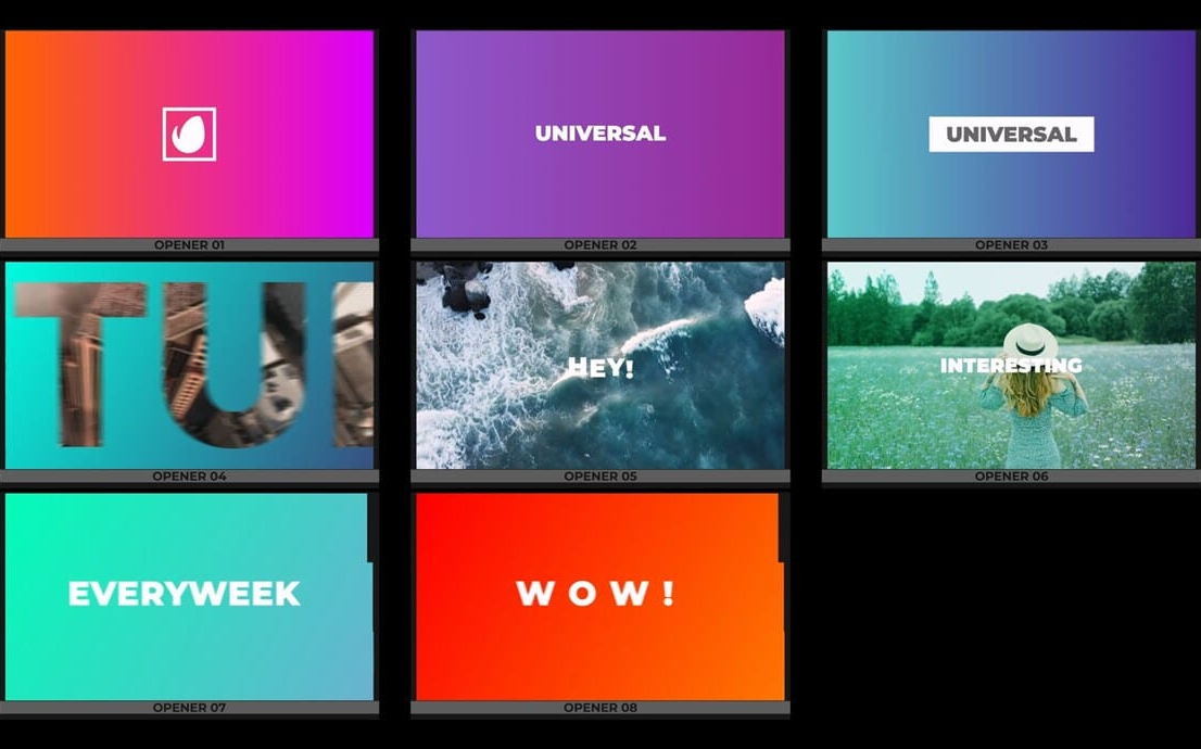 AE模板-8套带转场过渡效果的动态文字标题 海报模板 视频图片切换...