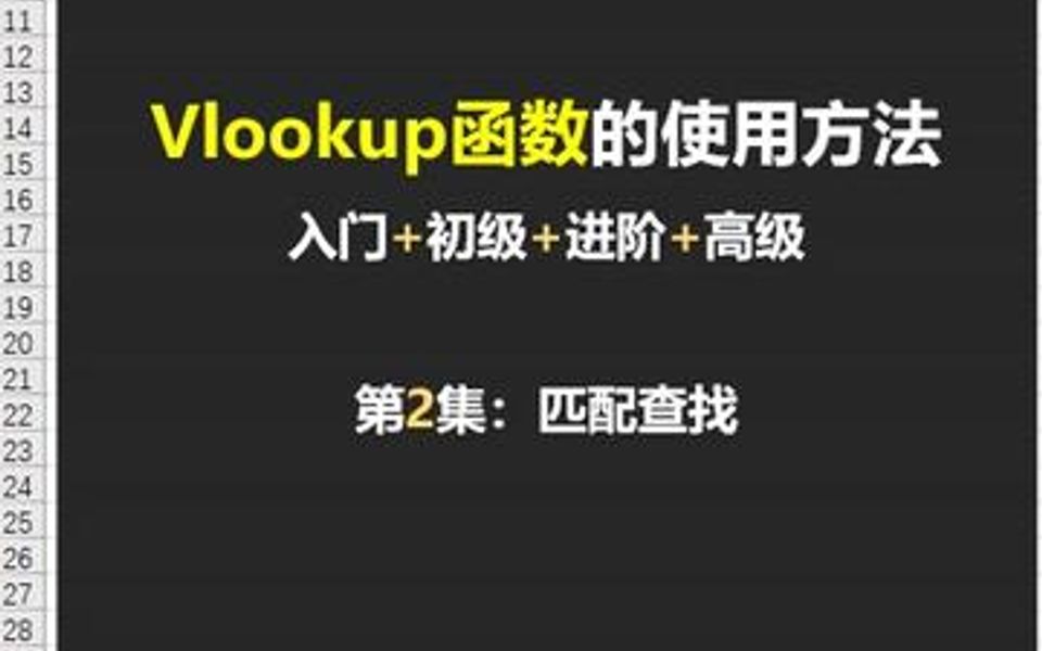 Vlookup函数全系列教程第2集:匹配查找