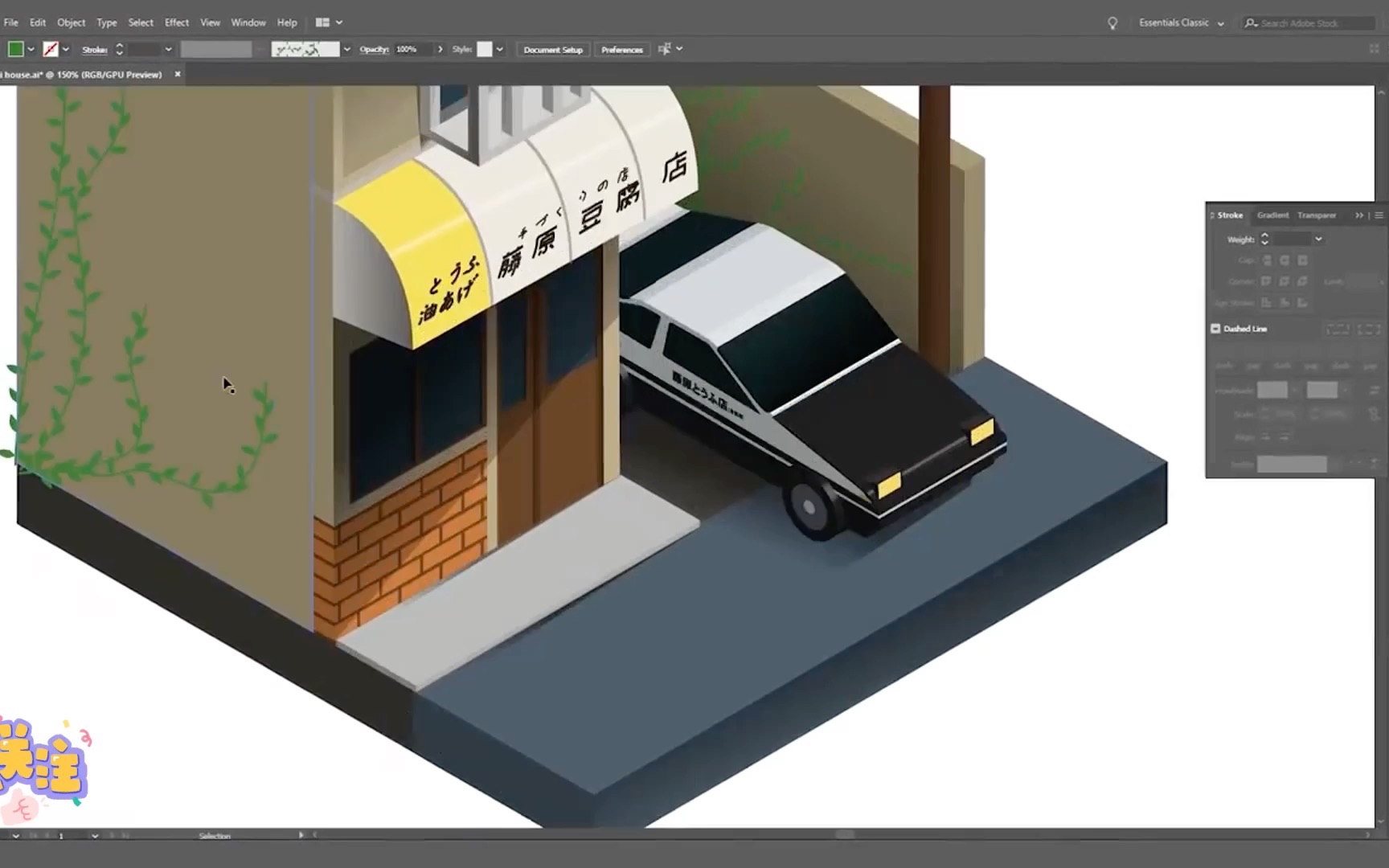 等距3d插画原来这么简单,头文字D汽车ai零基础实例插画教程绘制