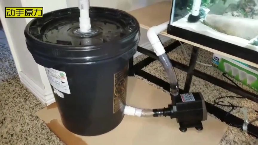 用废弃的桶DIY个另类鱼缸过滤器