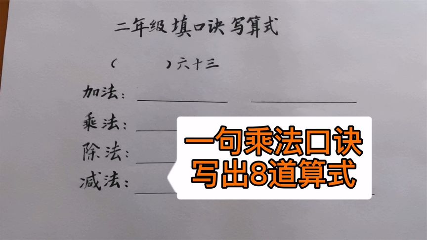二年级:你能根据一句乘法口诀写出8种不同的算式吗?