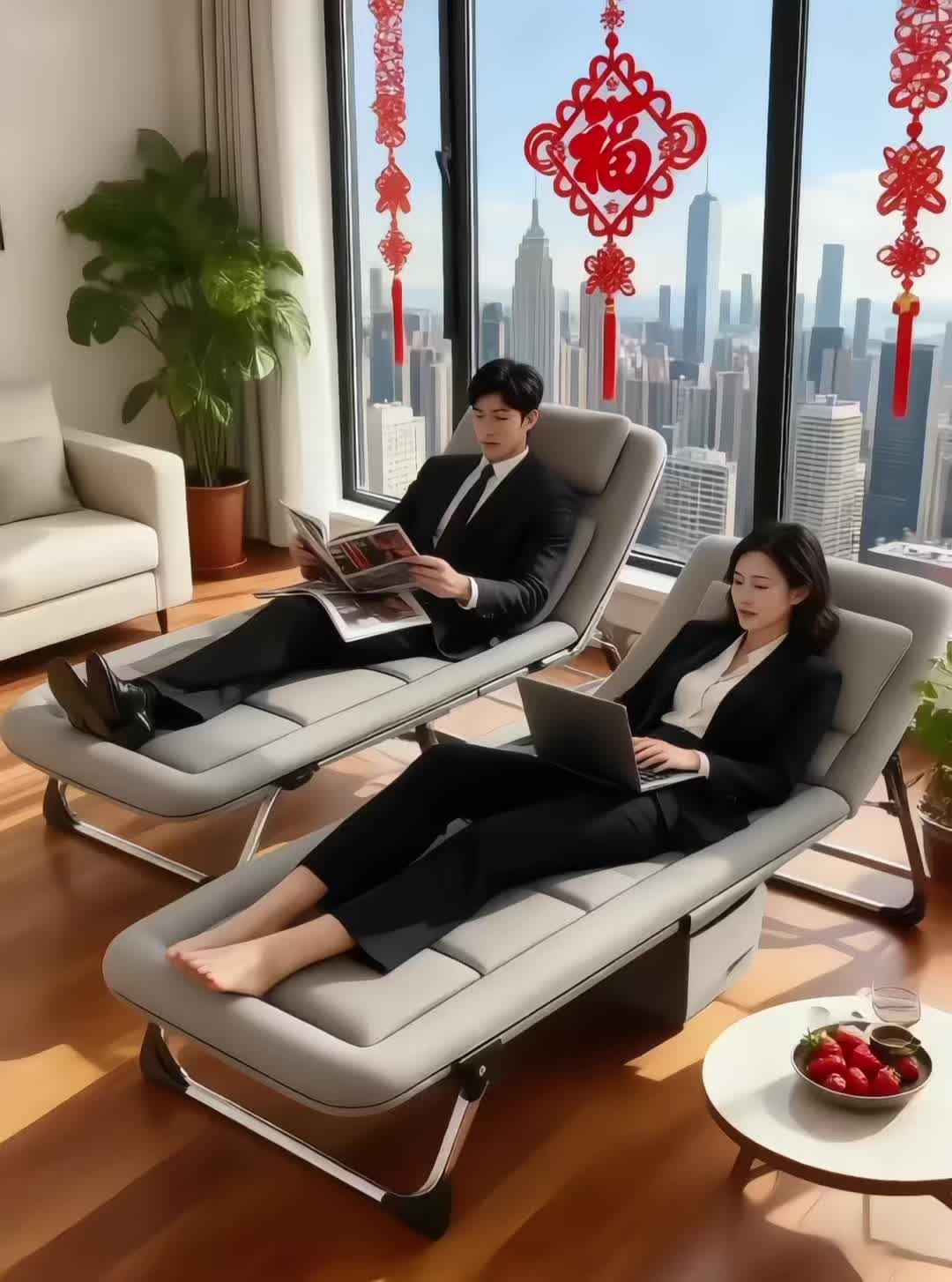 办公室午休折叠躺椅 多场景刚需!这张折叠床,躺得舒服还不占地 在办公...