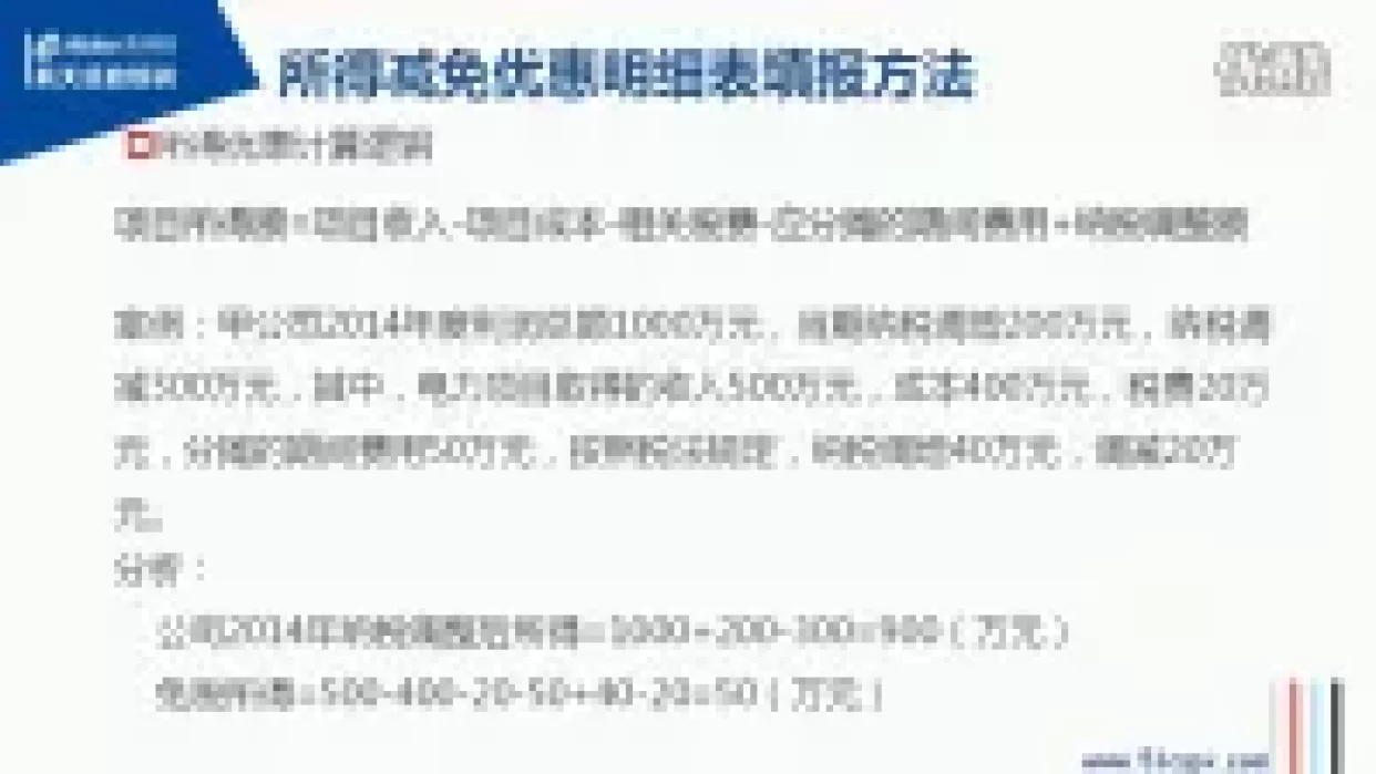 税收优惠项目相关明细表填写技巧之所得减免优惠填写方法