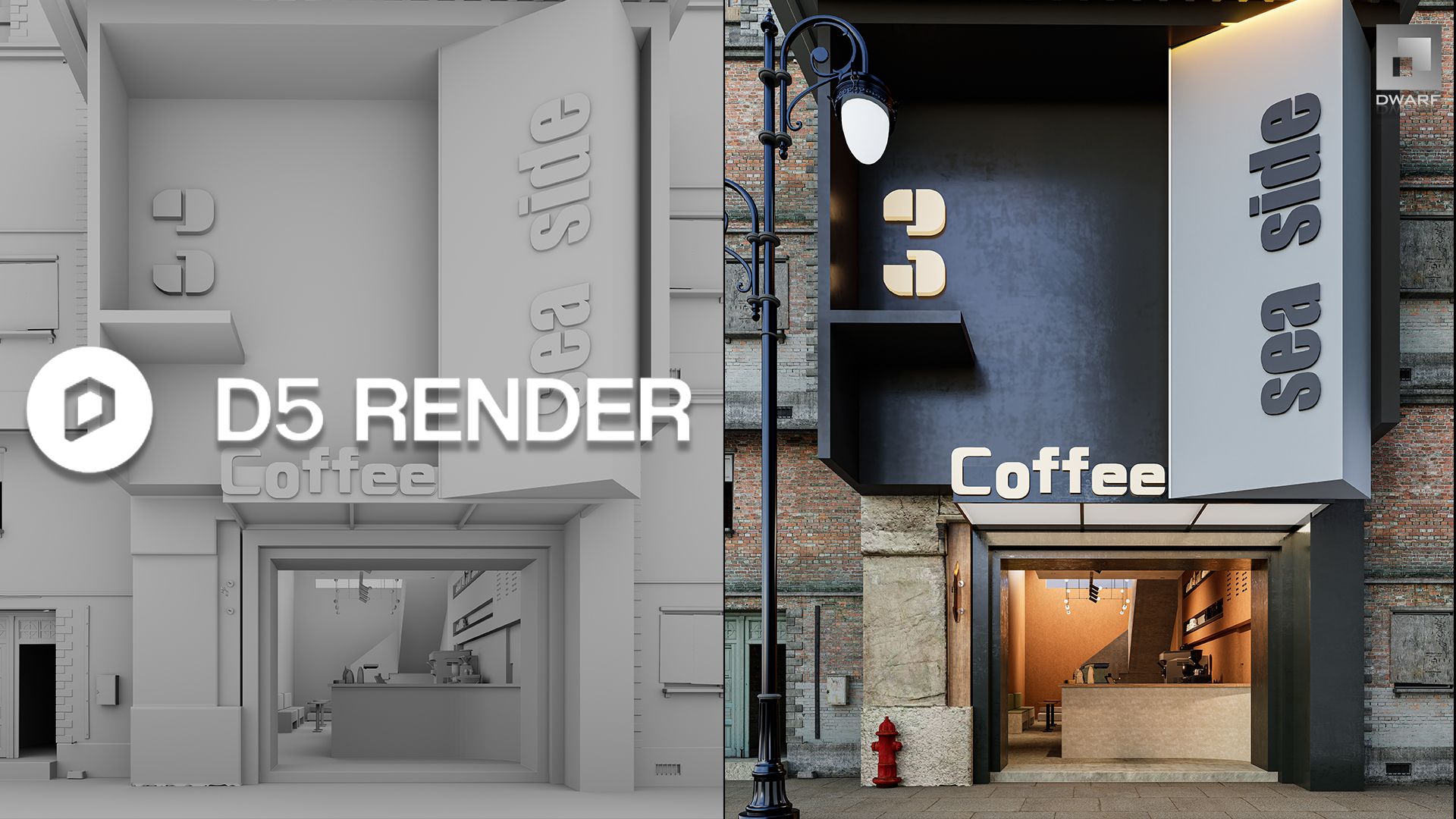 【D5教学】如何使用D5渲染器制作写实街边咖啡厅‖写实室外渲染...