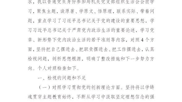 XX党支部2023年度组织生活会发言提纲(2561字)创新理论、党性修养...
