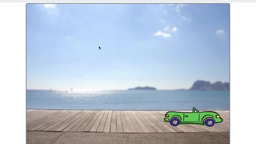 海边移动的跑车-scratch少儿编程案例
