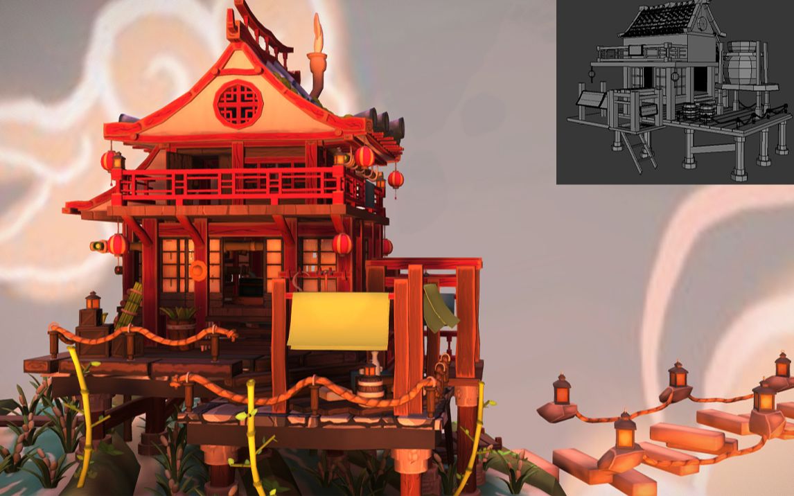 【Maya场景建模】风格化房子—酒厂建筑模型制作,次时代3D零基础...