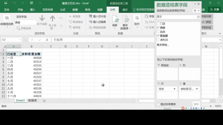 Excel数据透视表中值显示方式的应用,很简单的几步操作,很实用