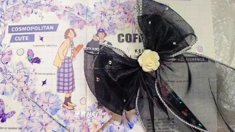 手工diy|黑色系蝴蝶结手帐笔刀