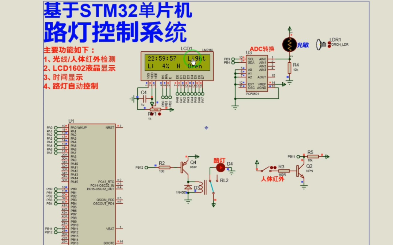 【Proteus仿真】【STM32单片机】路灯控制系统