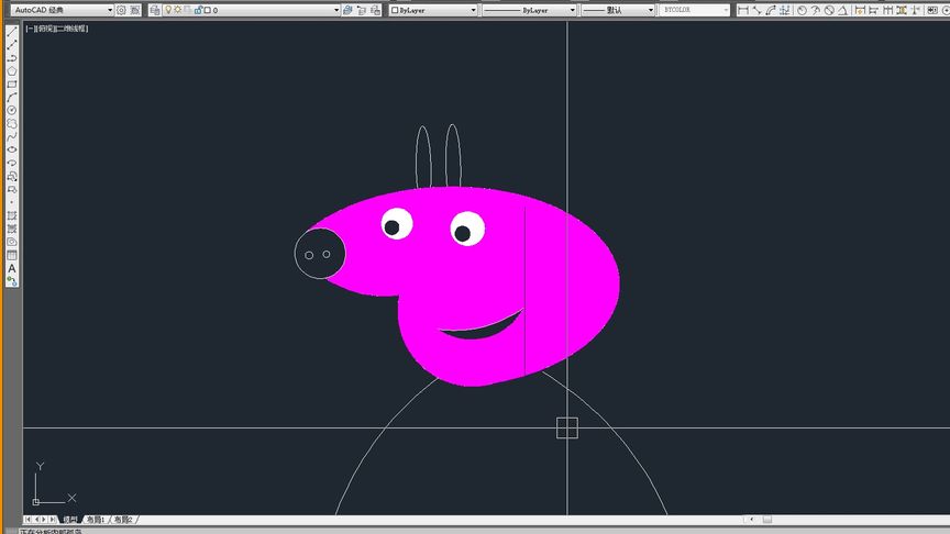 CAD画可爱的小猪佩奇