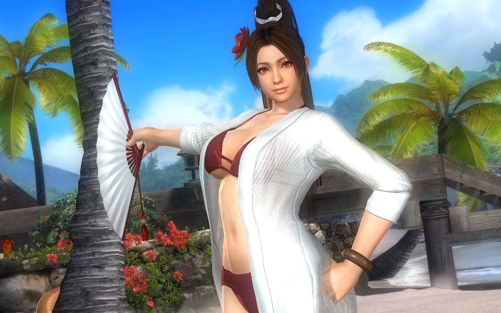 【暗夜影刃】生与死5沙滩比基尼新装不知火舞被猥琐男欺负!