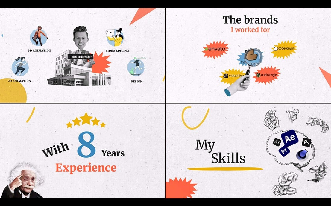 AE模板-创意个人简历视频模板娱乐脱口秀开场片头Viedo Blog 综艺...