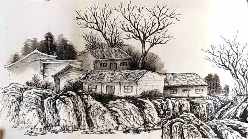 如何绘画一幅国画呢?老师:线条的粗细浓度都要表现物体的质感!