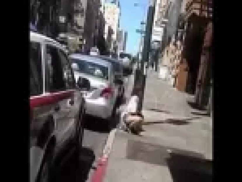 实拍女子当街小便现场