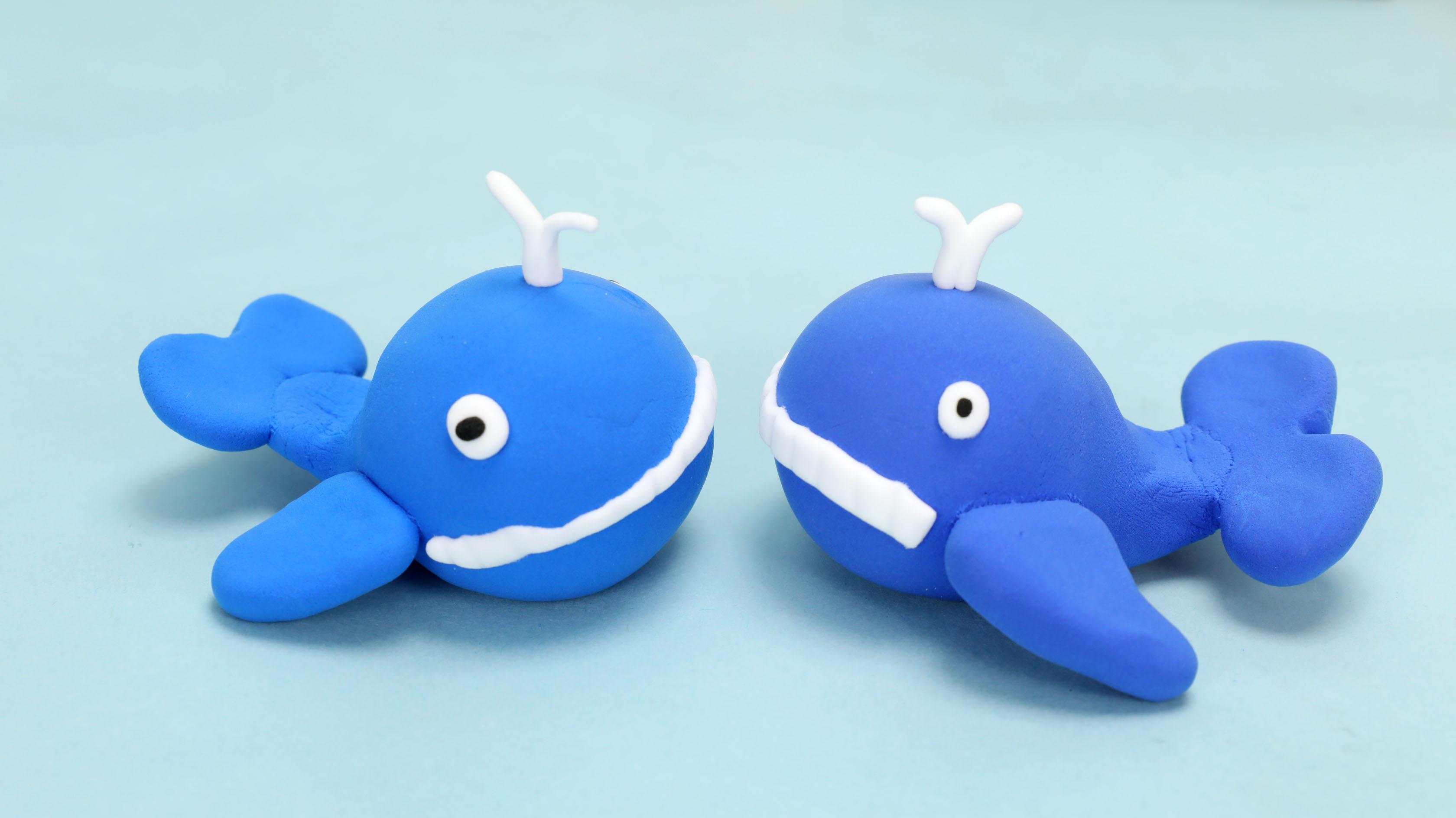 海底世界巨大的蓝色鲸鱼手工彩泥超轻粘土教程趣盒子手工课