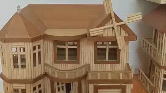 别墅模型,手工制作,筷子小屋