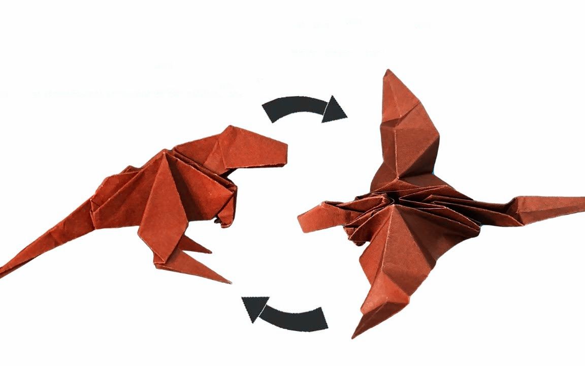 教你折纸变形恐龙,能变成翼龙的折纸霸王龙,真有意思!