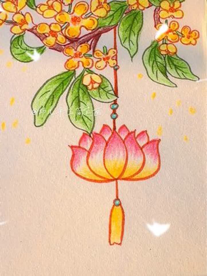 超超超简单的莲花灯画法,学不会算我输 #简笔画 #中秋节 #中秋节简笔.