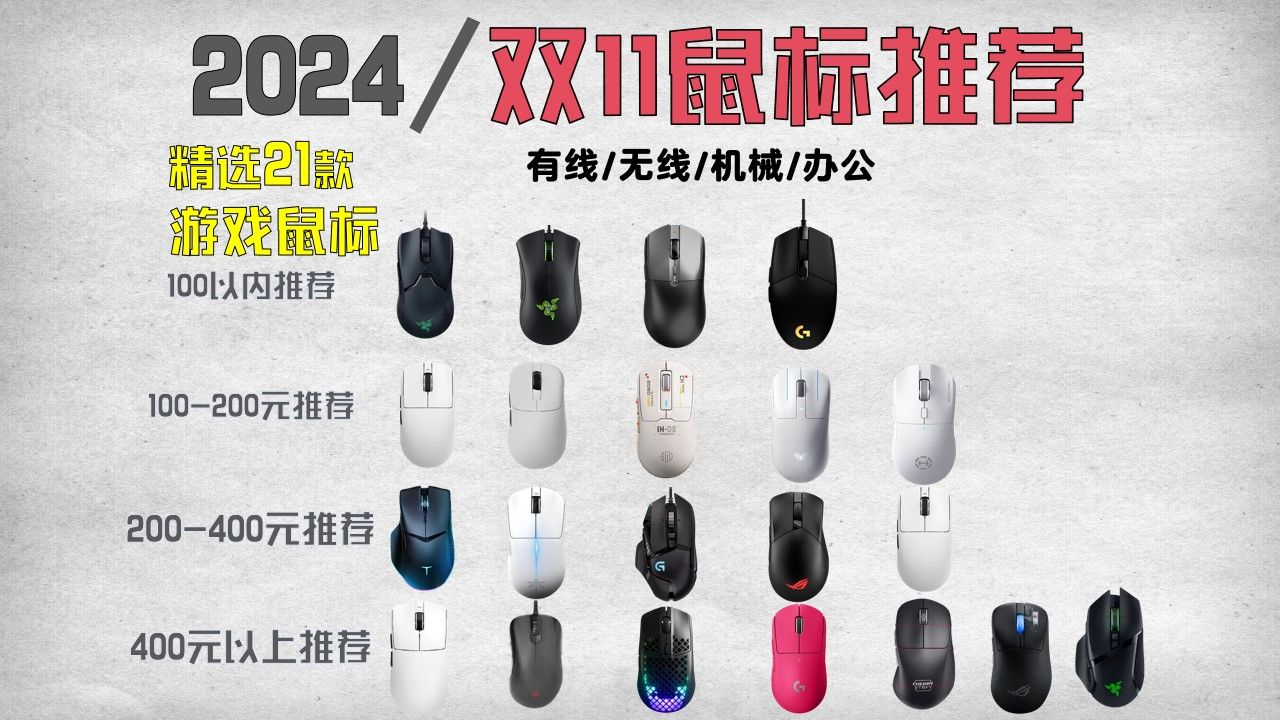 【2024年双11鼠标推荐】精选21款全价位鼠标选购攻略!游戏鼠标/办公...
