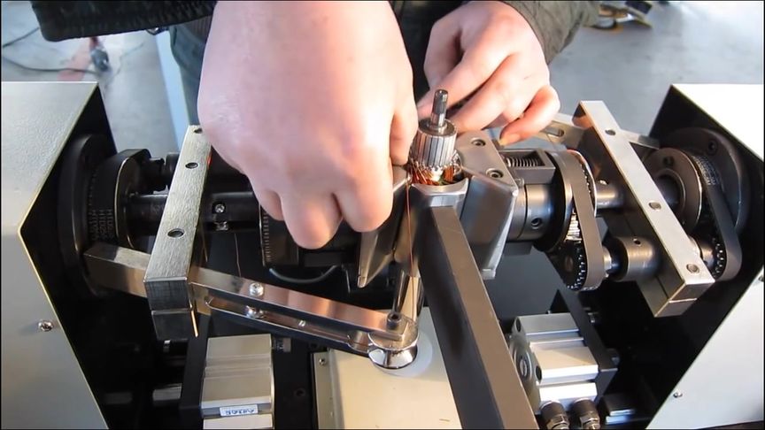 电机转子绕线过程慢动作演示