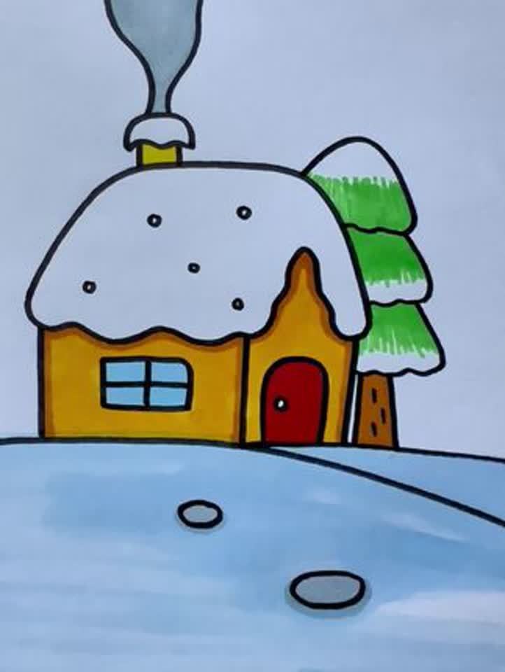 一起来画雪房子#简笔画