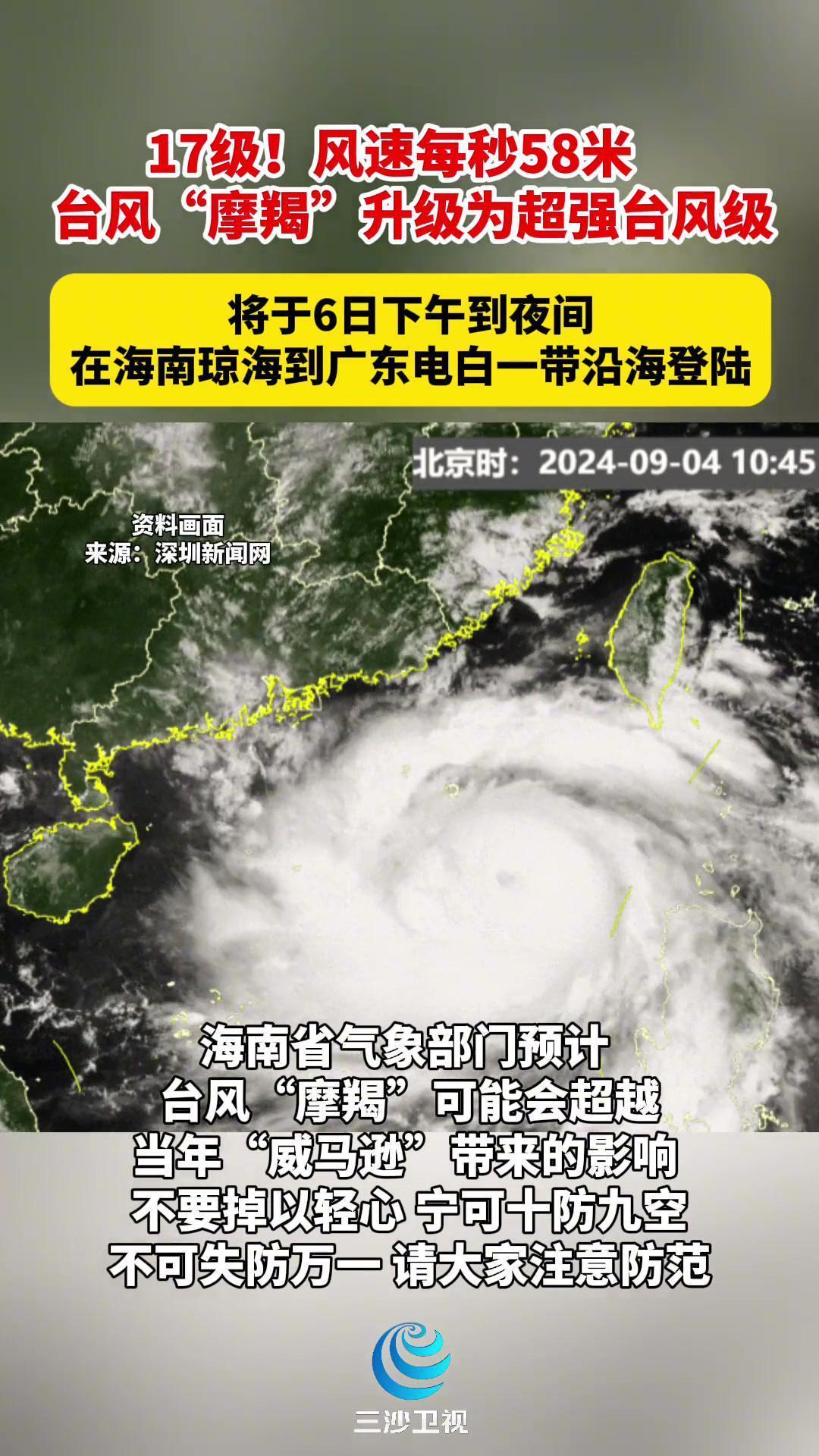17级!风速每秒58米,台风“摩羯”升级为超强台风级!(来源:深圳新闻网)...