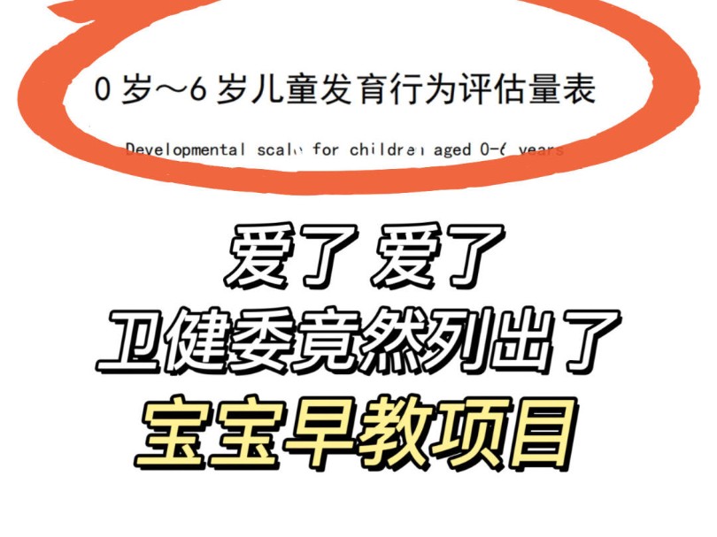 卫健委出的0-6岁儿童发育行为评估量表❗❗这份是儿保专业人士的“...