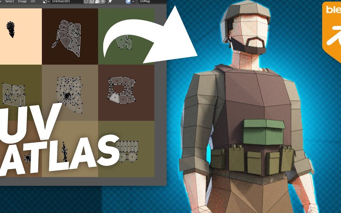 iBlender中文版插件 展开 解包 纹理 UV 的最简单方法 Atlas Blender ...