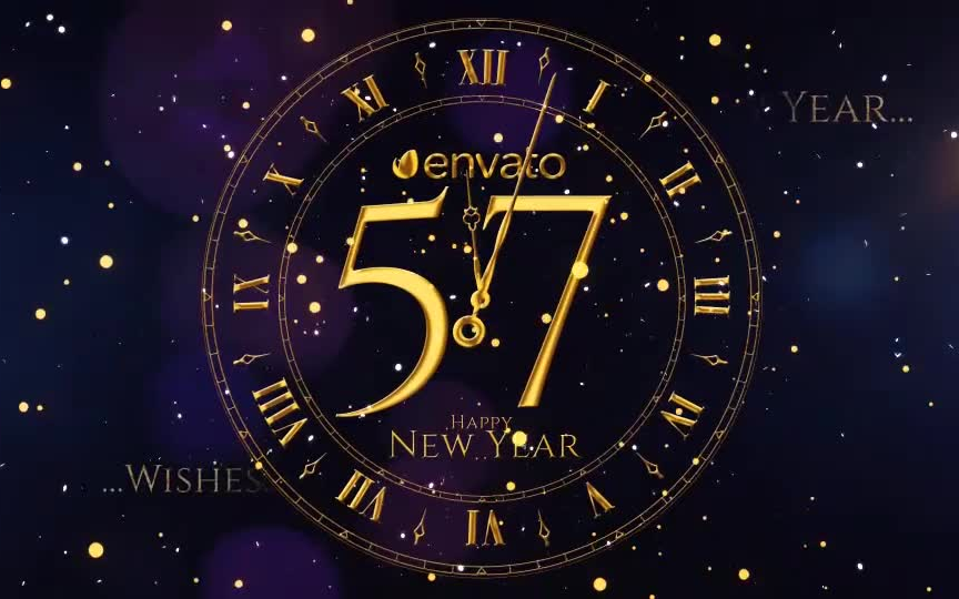 AE模板-2023年新年倒计60秒金色倒计时模板年会倒计时晚会倒计时跨...