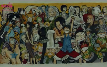 动漫牛人一星期手绘海贼王全人物动漫图