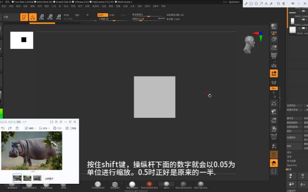 zbrush中,准确的缩放模型大小