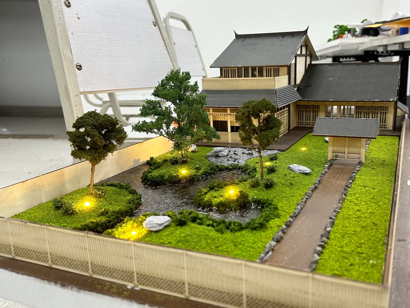 日式园林建筑微观模型制作过程