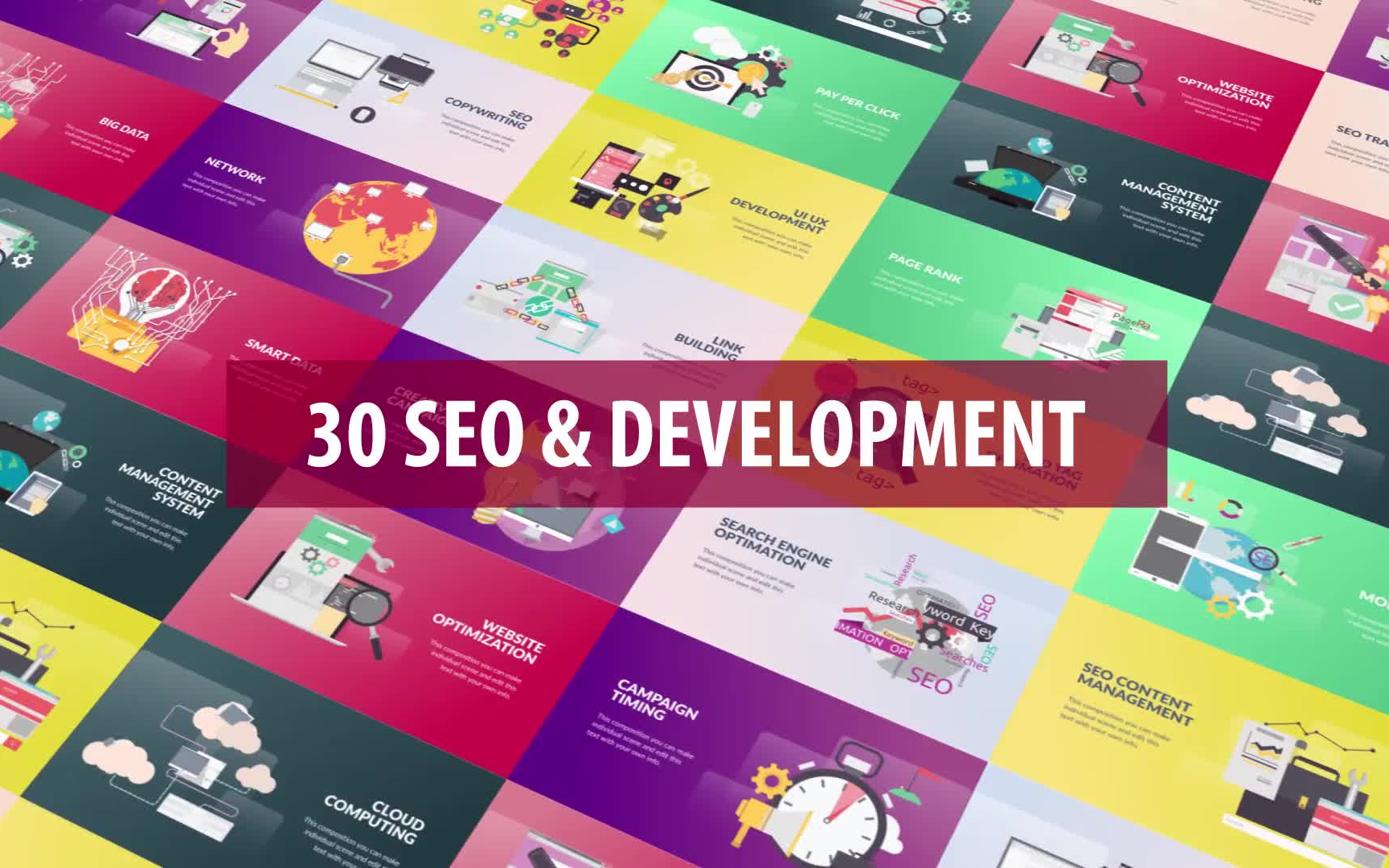 AE模板-30套SEO效果2D动画效果的网页动态介绍模板