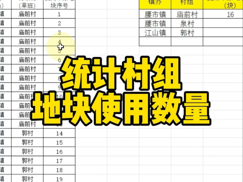 统计村组地块使用数量
