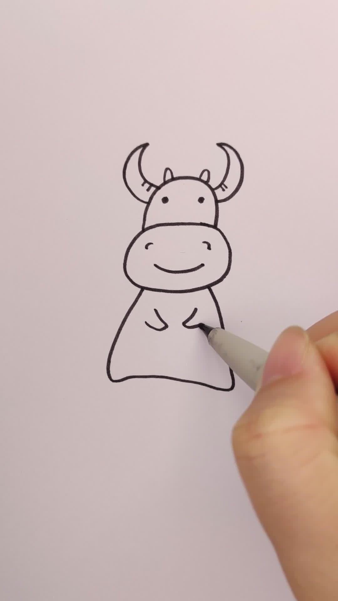 画一头可爱的牛#简笔画 #想画就画